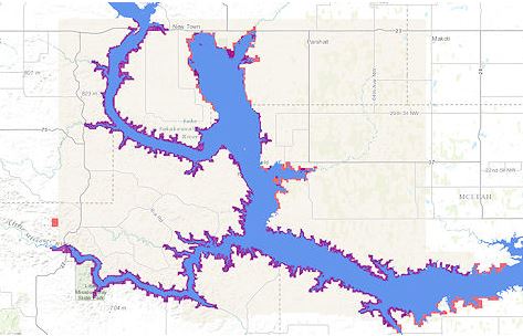 Detailed Map Of Lake Sakakawea Lake Sakakawea North Dakota Custom Lake